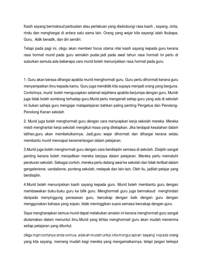 Teks Ucapan (Tema Kasih Sayang) | PDF