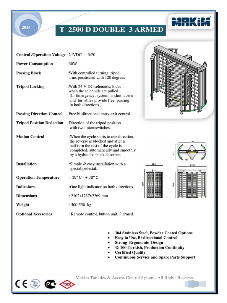 T2500D 3 Armed Double | PDF