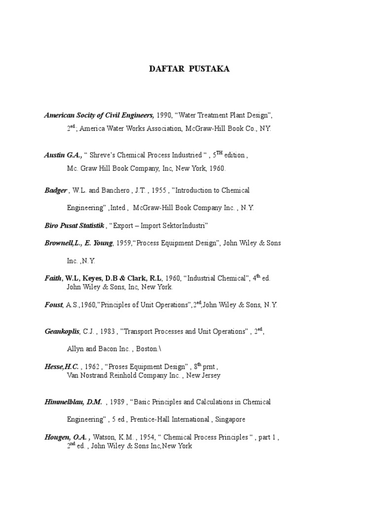 DAFTAR PUSTAKA CaCL2 | PDF | Chemical Engineering | Process Engineering