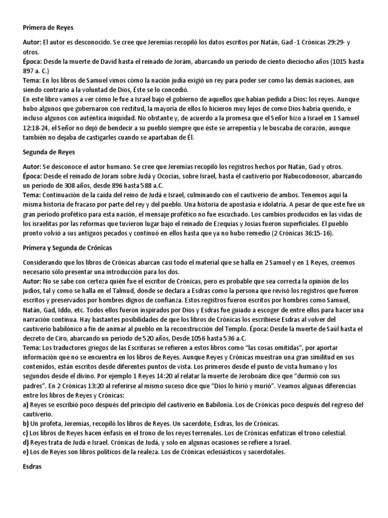 Primera de Reyes | PDF | Libros de reyes | Libros de crónicas