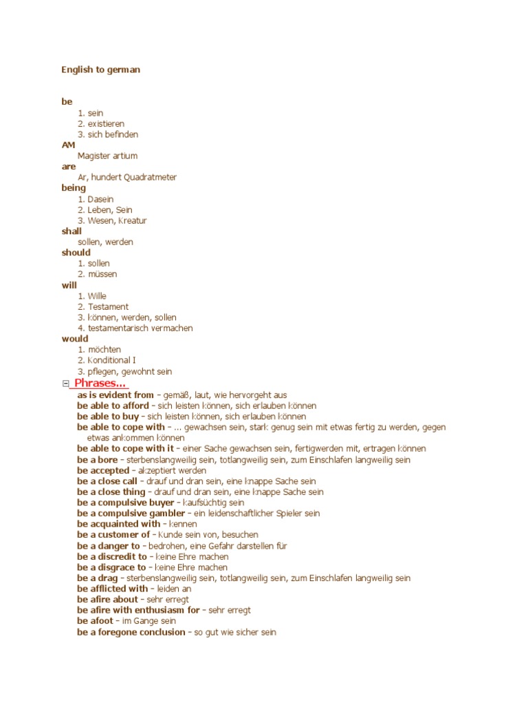 English To German | PDF