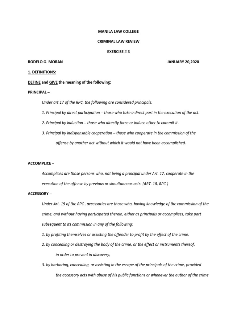 Criminal Law Exercise 3 | PDF | Probation | Imprisonment