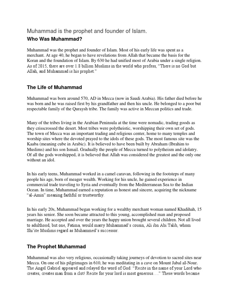Muhammad Is The Prophet and Founder of Islam | PDF | Mecca | Muhammad