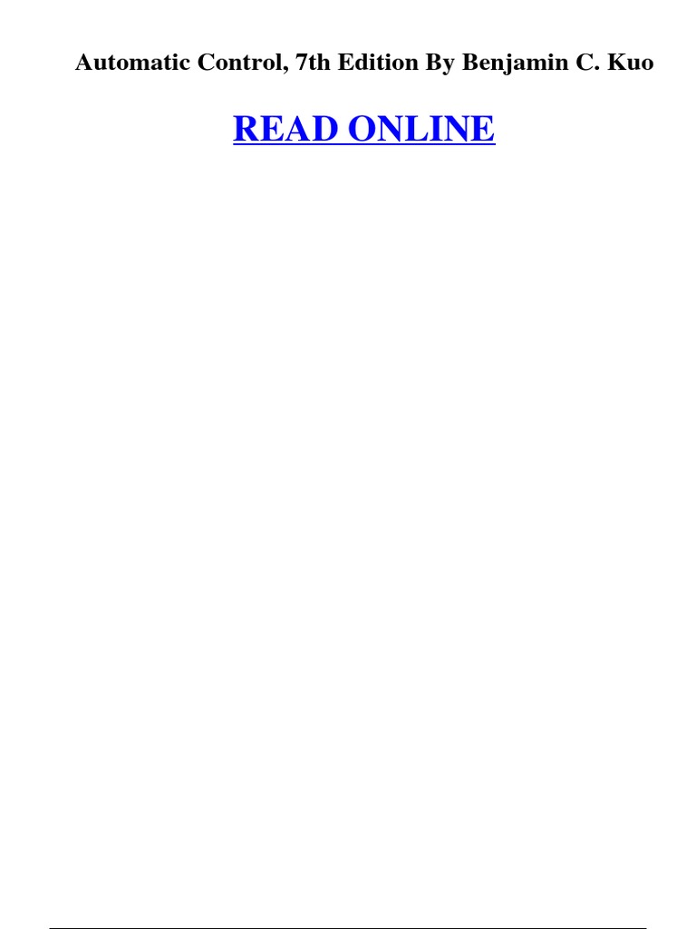 Automatic Control 7th Edition by Benjamin C. Kuo | PDF | E Books | Books