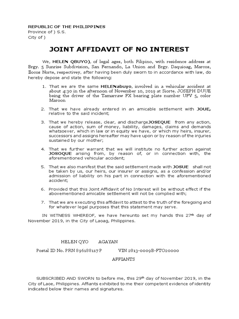 222 Affidavit No Interest | PDF