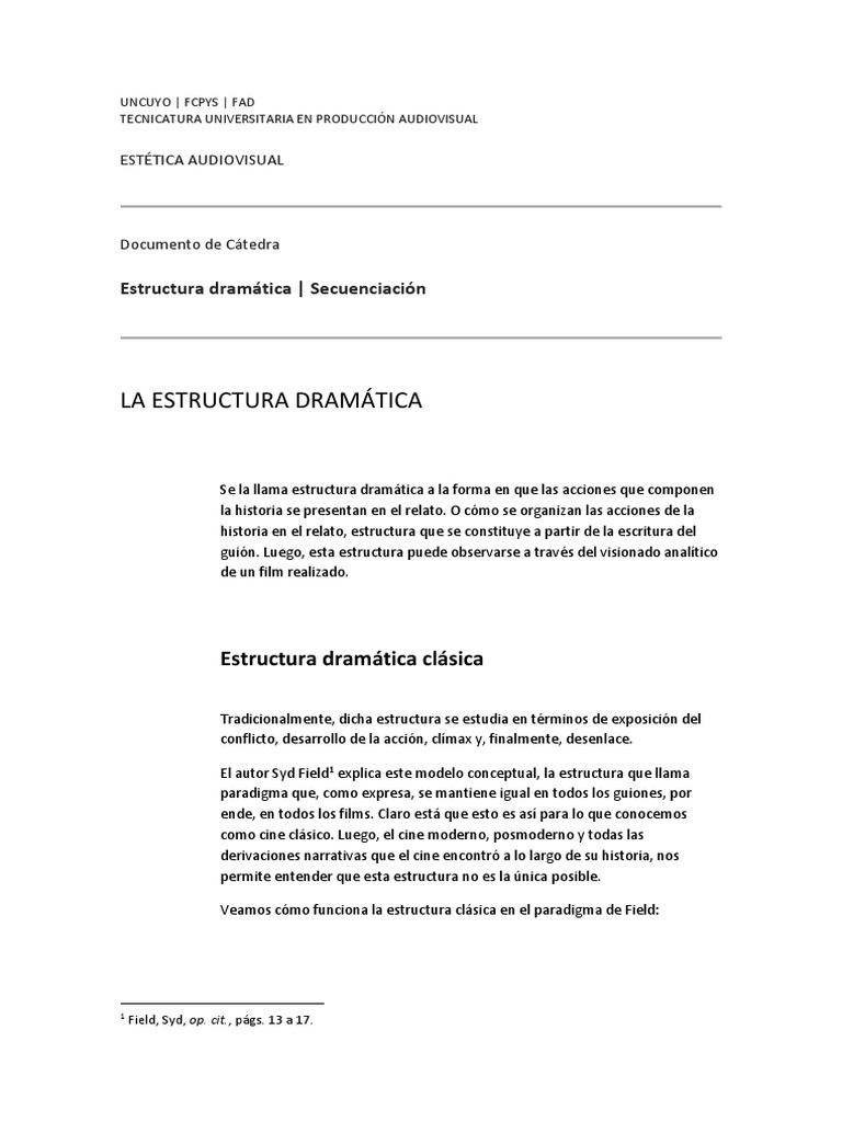 Estructura Dramática y Secuenciación - Documento de Catedra | PDF ...