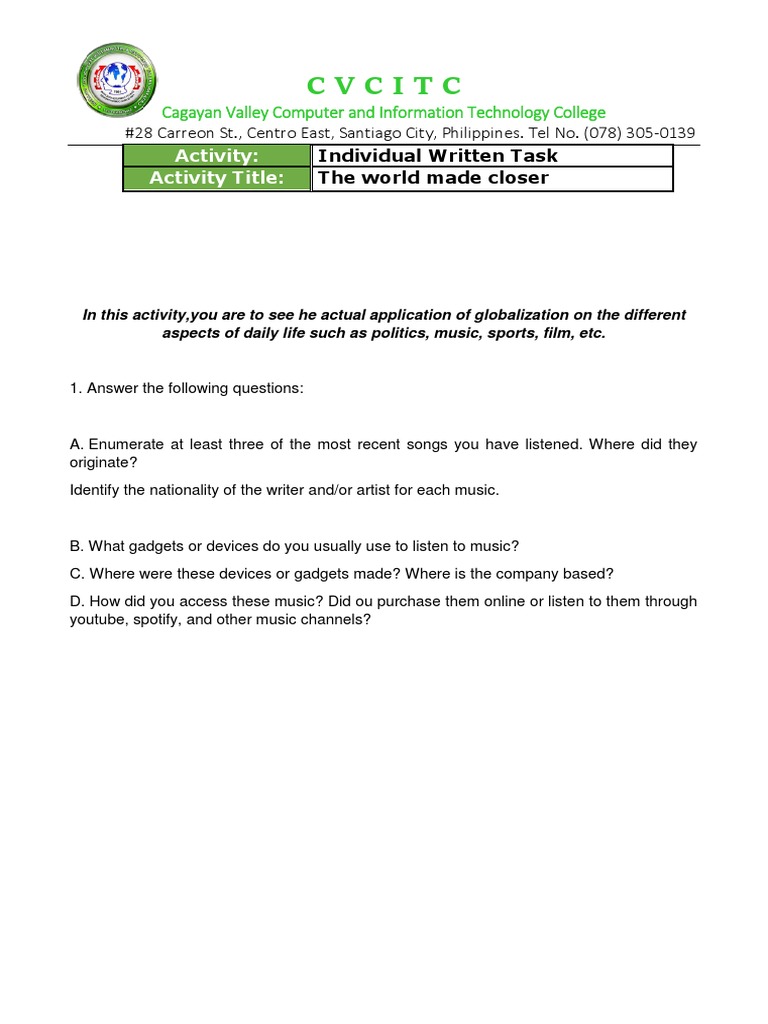 Globalization in Daily Life Activities | PDF | Business | Games ...