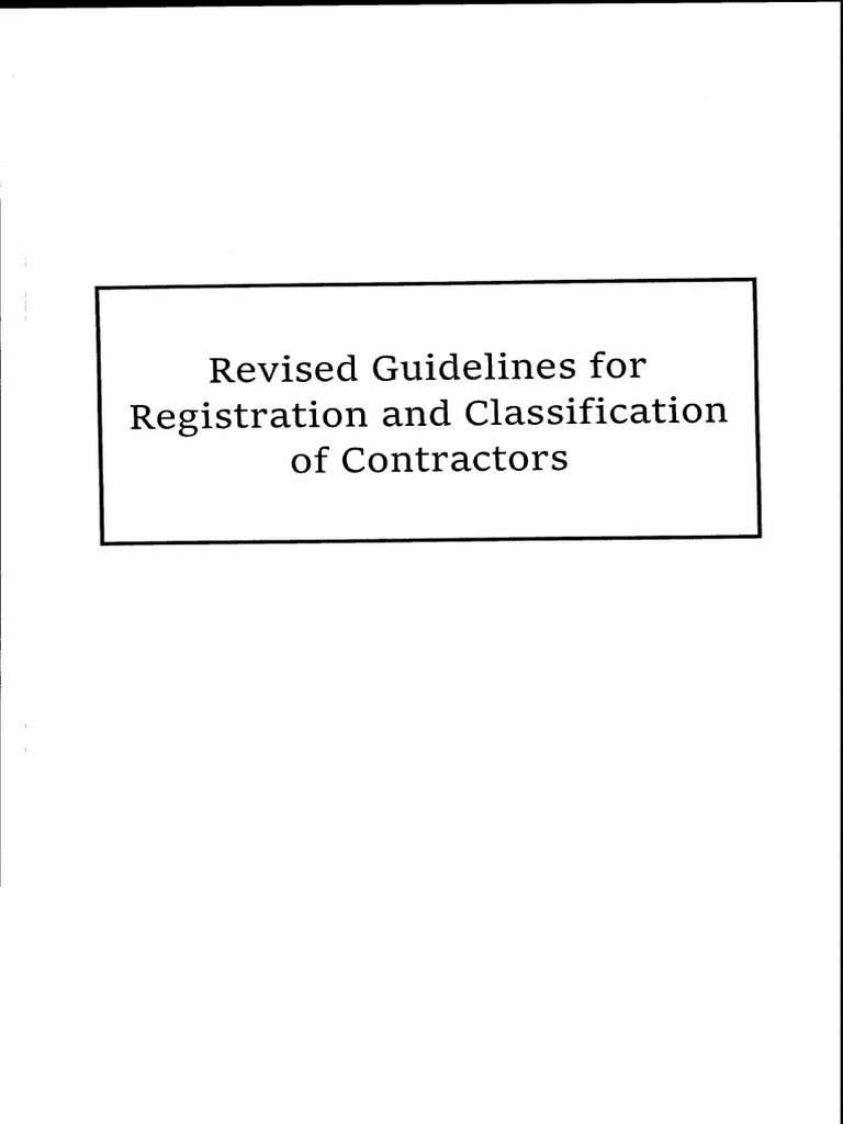 Revised Guidelines For Registration and Classification of Contractor ...