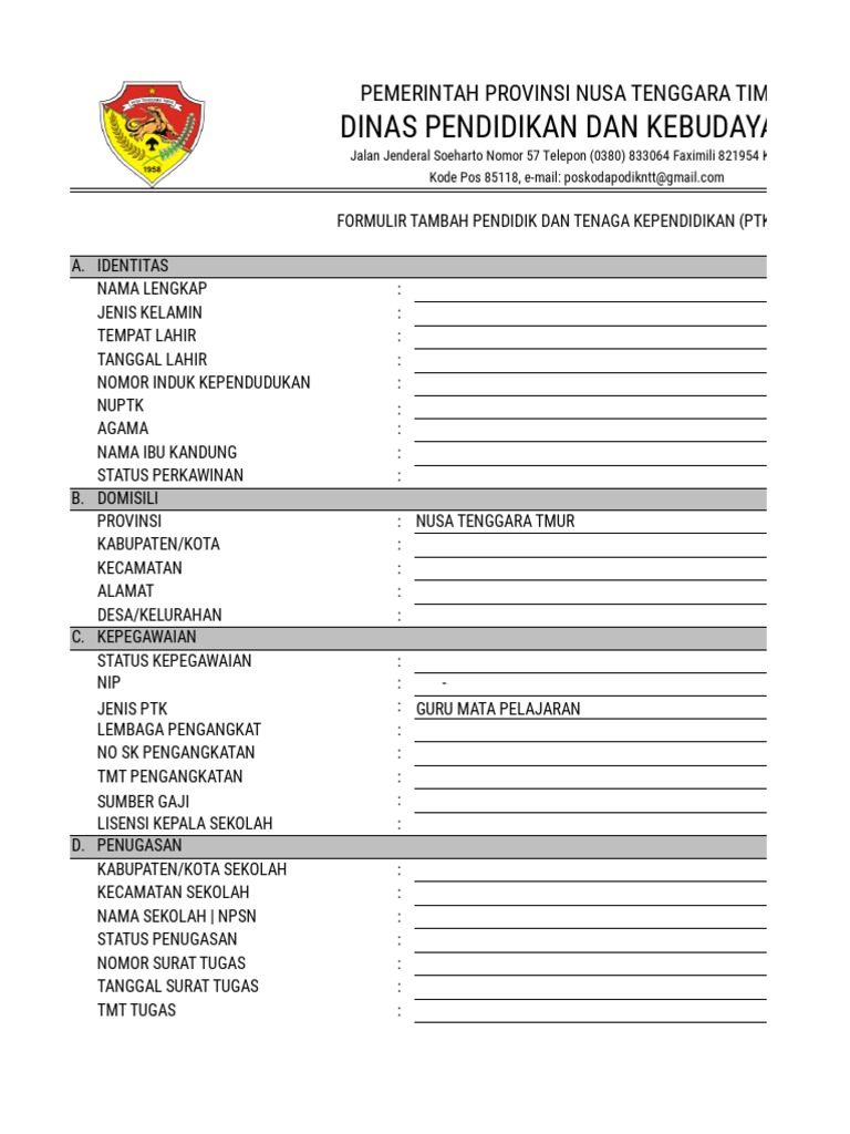 Form Penambahan PTK | PDF