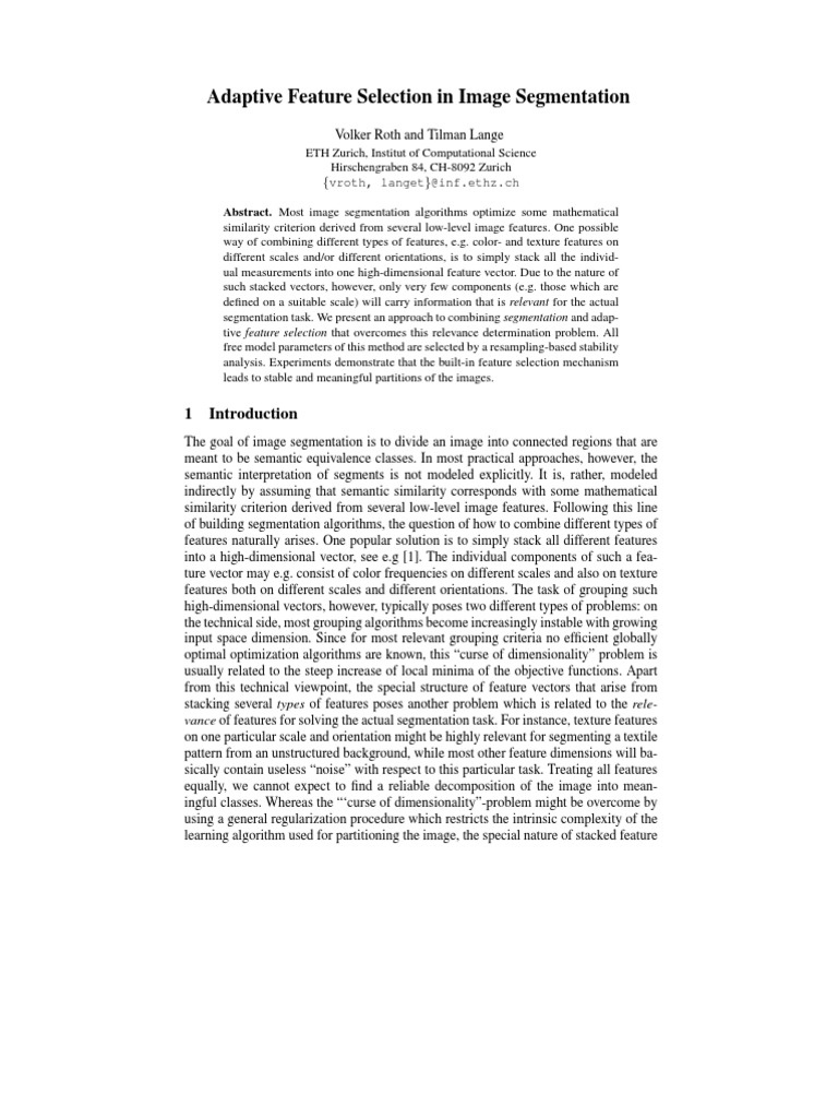 Adaptive Feature Selection | Download Free PDF | Image Segmentation | Mathematical Optimization