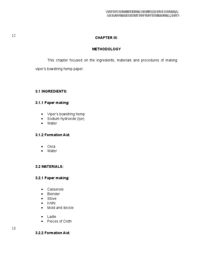 Viper's Bowstring Hemp Paper Methodology | PDF | Papermaking | Sodium ...