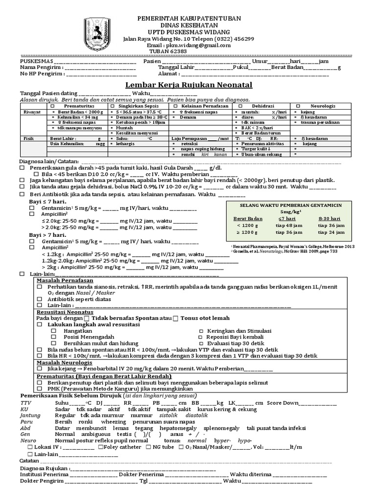 Lembar Kerja Rujukan Neonatal | PDF