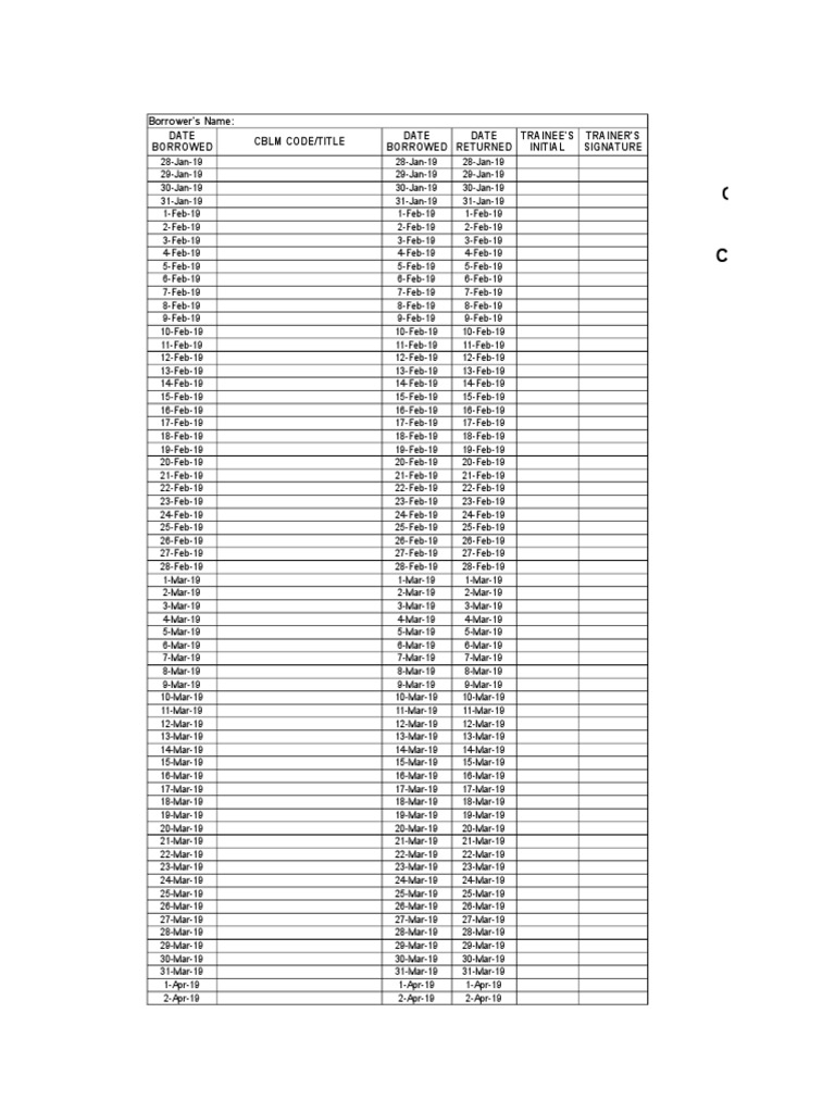 Borrower's Logbook Template | PDF | Industrial Gases | Chemical Process ...
