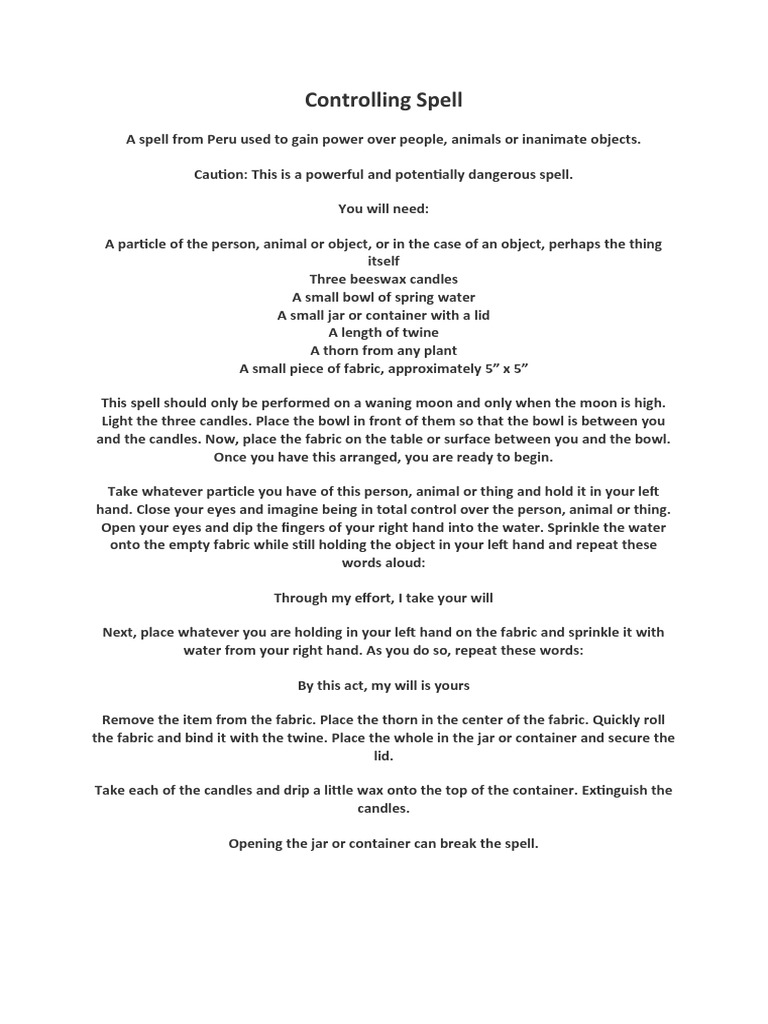Controlling Spell | PDF