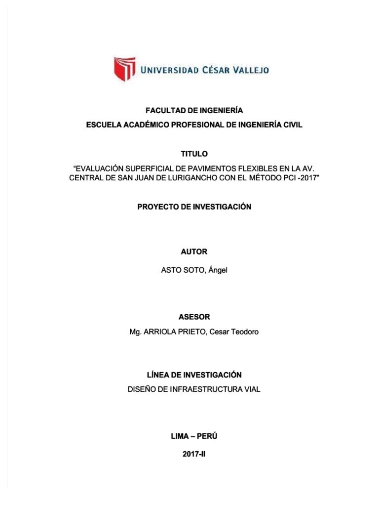 Evaluacion Superficial de Pavimentos Flexibles Con El Metodo de Pci ...