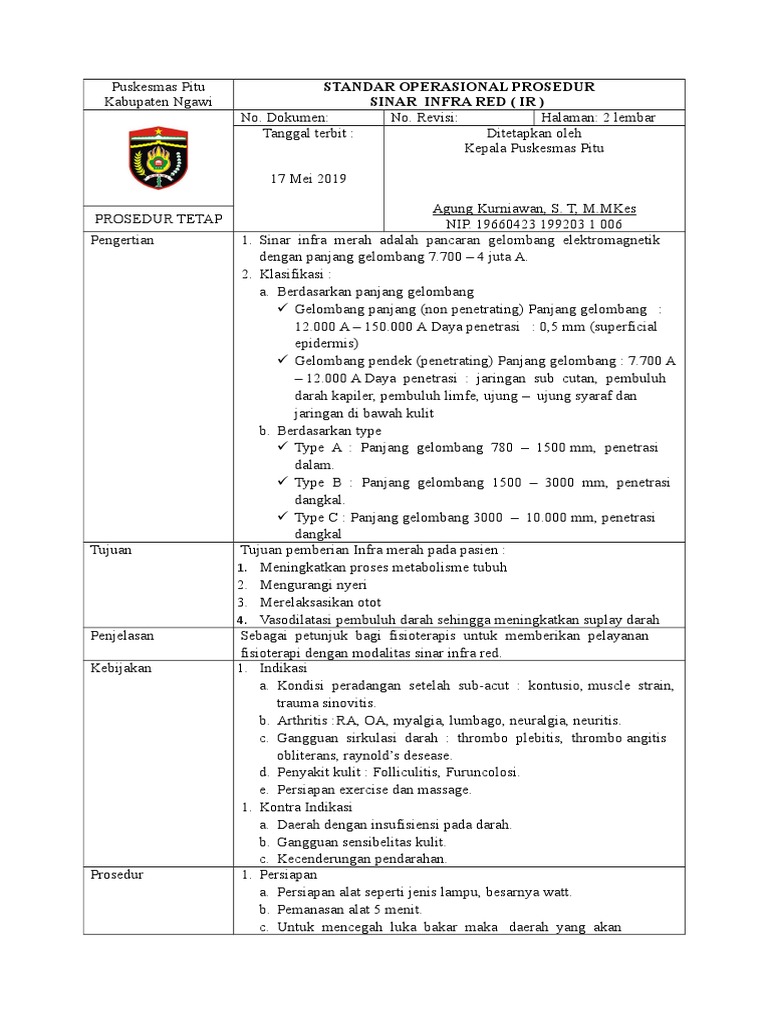 Infrared Therapy Procedures (IR | PDF