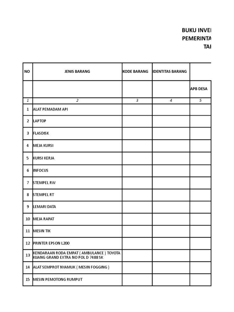 Buku Inventaris Desa | PDF