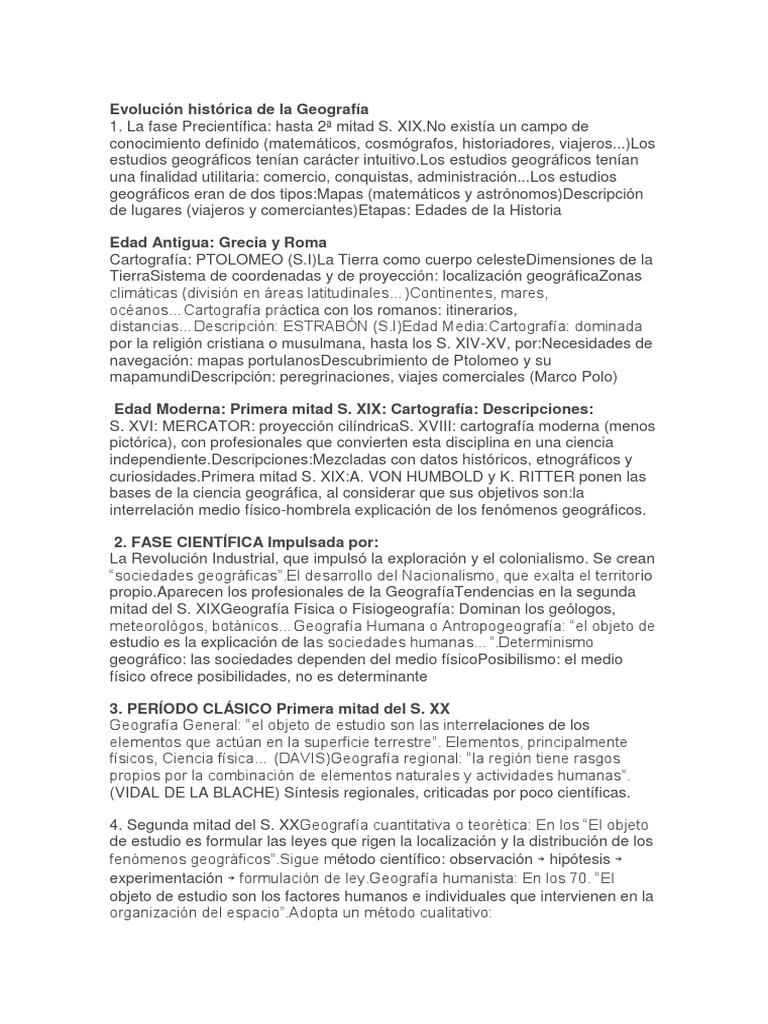 Evolución Histórica De La Geografía Pdf Geografía Cartografía