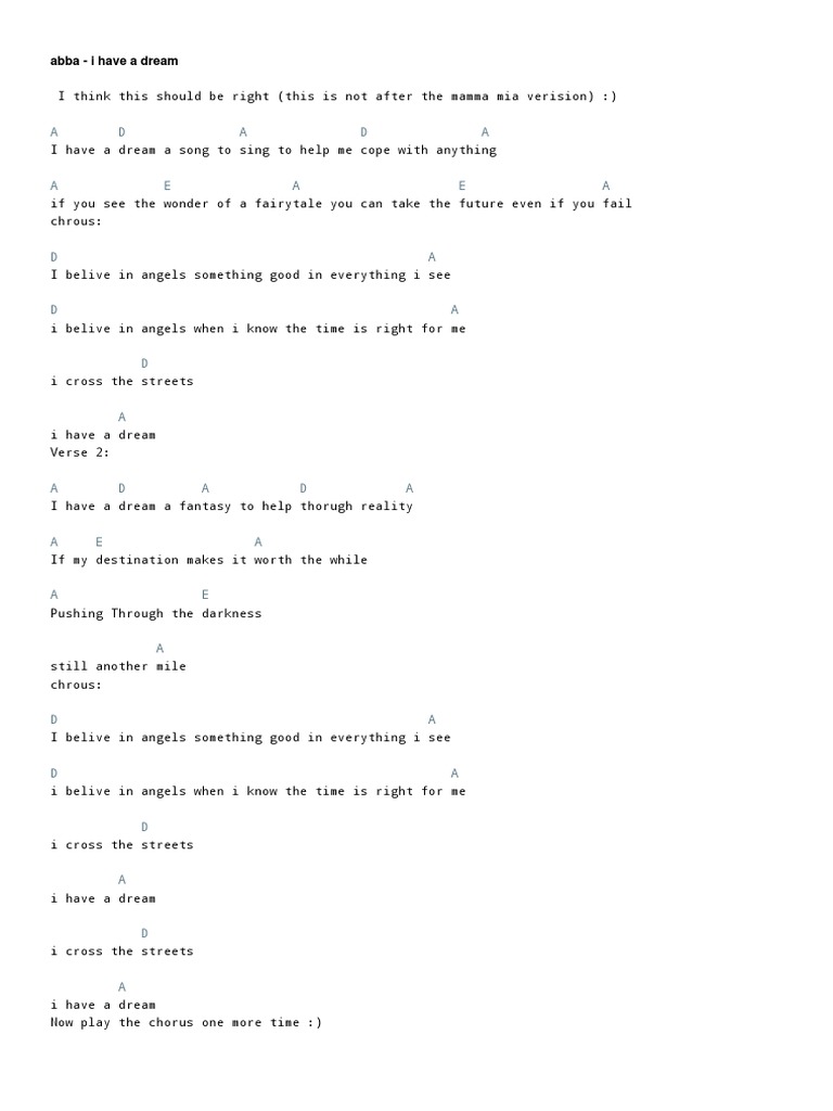 Abba - I Have A Dream | PDF | Poetry