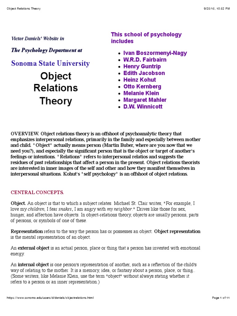Object Relations Theory SCH | PDF | Philosophy | Self-Improvement