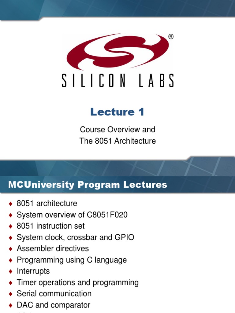 Lecture 5 8051 Architecture | PDF | Microcontroller | Microprocessor Lecture 5 8051 Architecture | PDF | Microcontroller | Microprocessor
