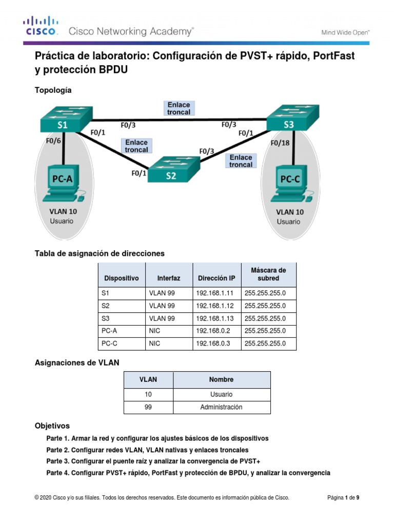 3.3.2.3 Lab - Configuring Rapid PVST+, PortFast, and BPDU Guard | PDF ...