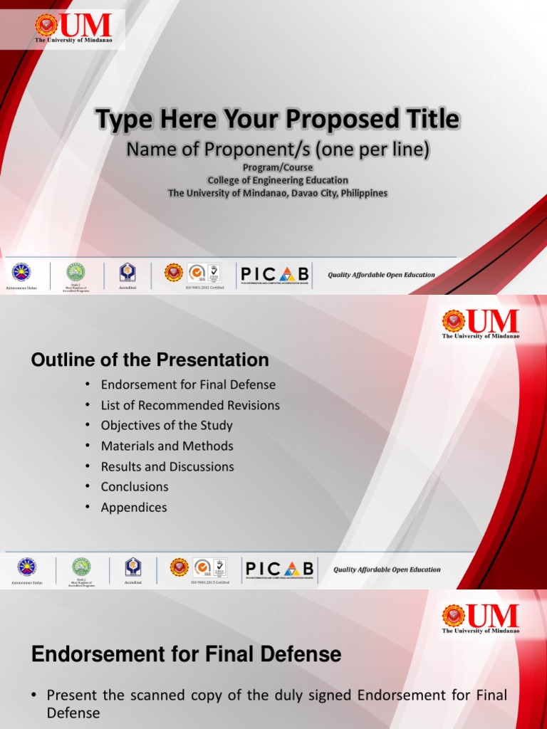 Final Defense Presentation Guidelines | PDF | Career & Growth