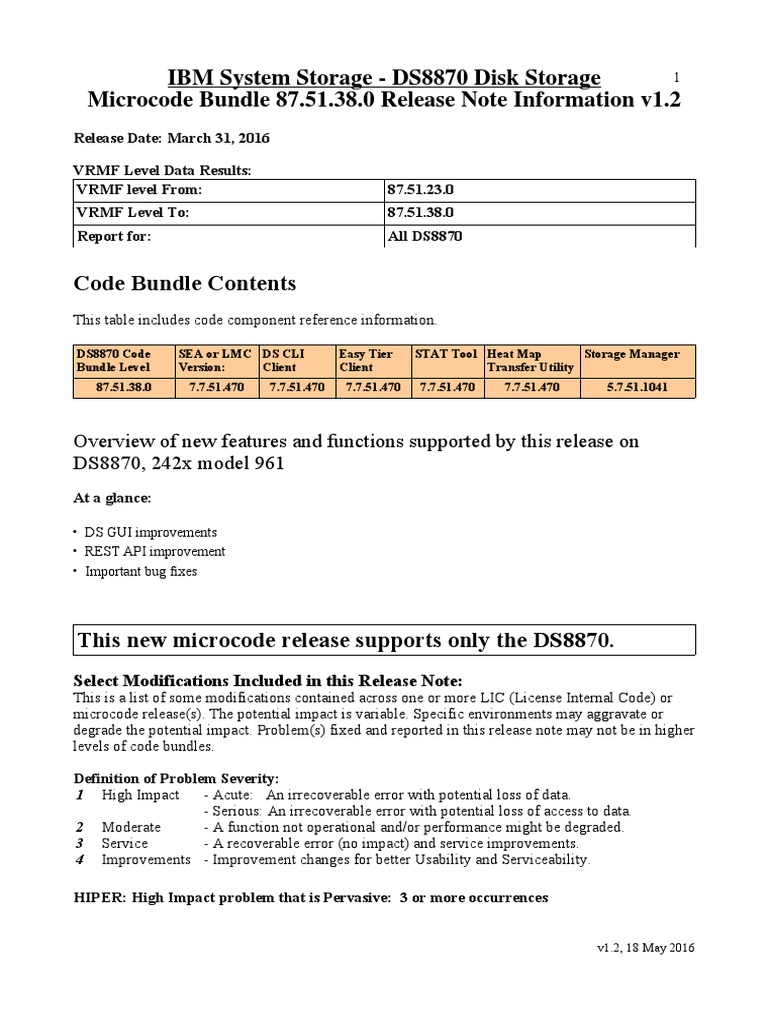 DS8870 Release Notes - 87.51.38.0 v1.2 PDF | PDF | File System ...