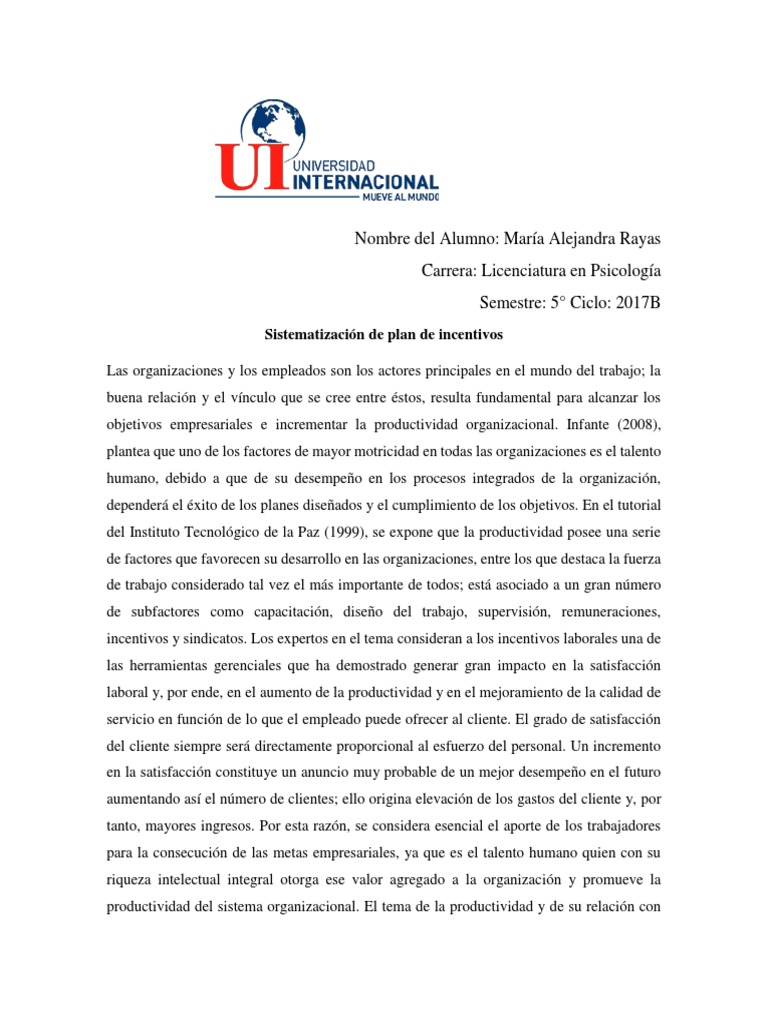 Sistematización de Plan de Incentivos | PDF