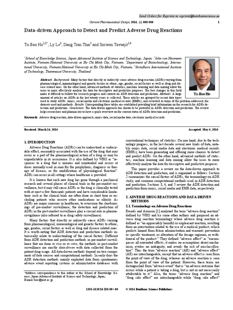 #2 - 3 Data-Driven Approach To Detect and Predict Adverse Drug ... #2 - 3 Data-Driven Approach To Detect and Predict Adverse Drug ...