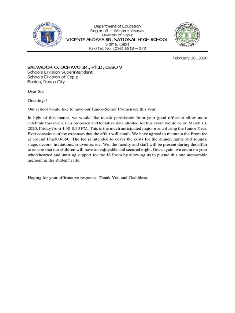 Js Prom Letter | PDF