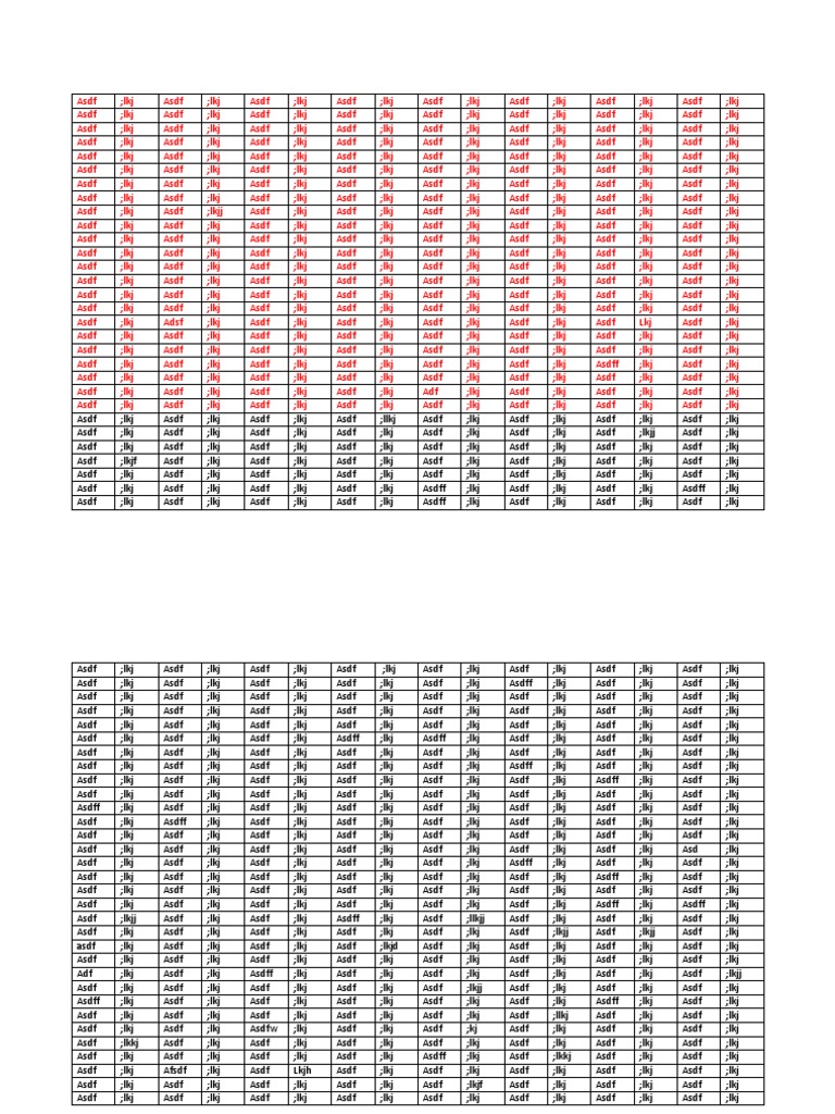 Asdf Lkj Typing Practice Sheet | PDF