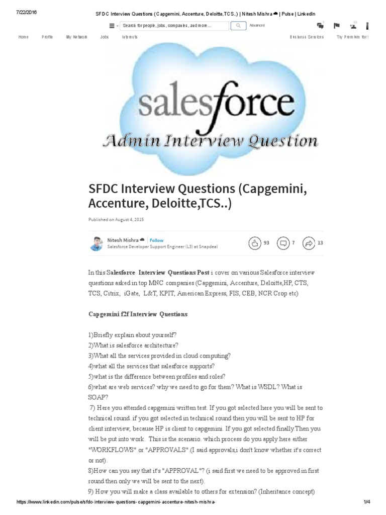SFDC Interview Questions Capgemini Accenture Deloitte TCS PDF | PDF ... SFDC Interview Questions Capgemini Accenture Deloitte TCS PDF | PDF ...
