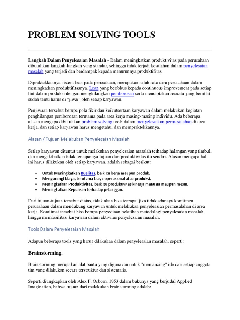 Problem Solving Tools | PDF