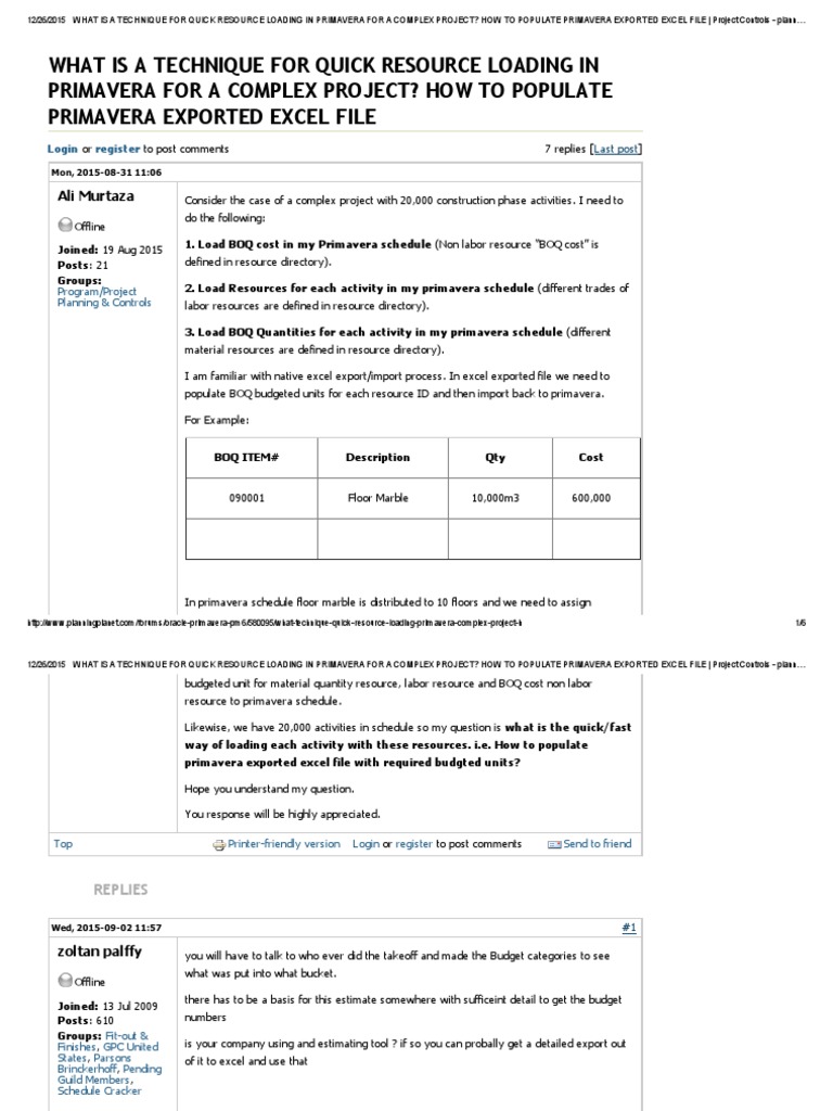 RESOURCE LOADING IN PRIMAVERA FOR A COMPLEX PROJECT - HOW TO POPULATE ...
