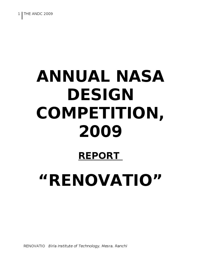 Annual Nasa Design Competition, 2009 "Renovatio": 1 THE ANDC 2009 | PDF ...