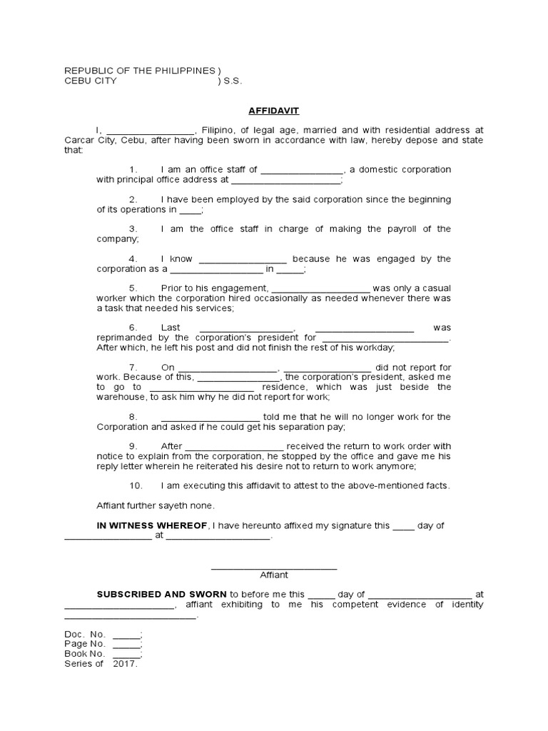 AFFIDAVIT of Employee Witness | PDF | Career & Growth