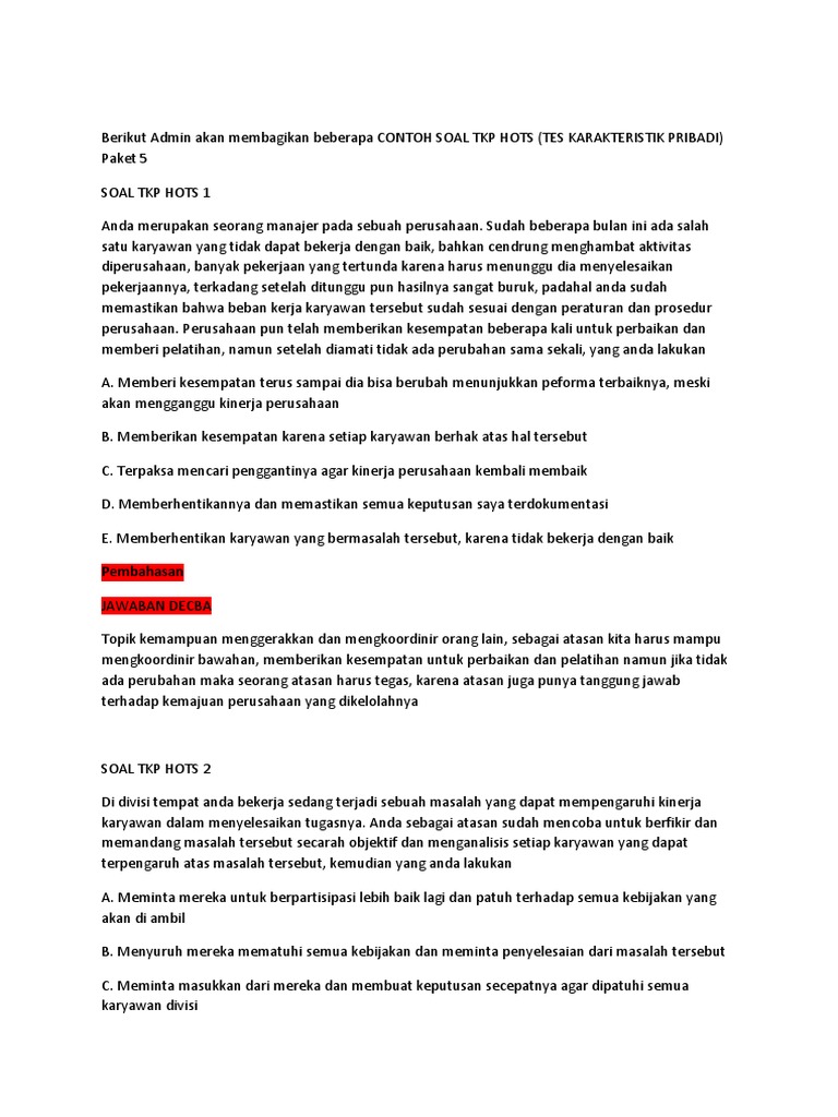 Contoh Soal TKP Hots | PDF