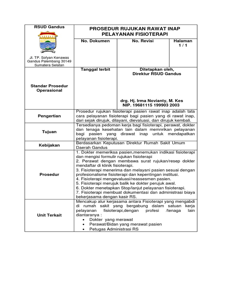 4.prosedur Rujukan Rawat Inap Pelayanan Fisioterapi | PDF