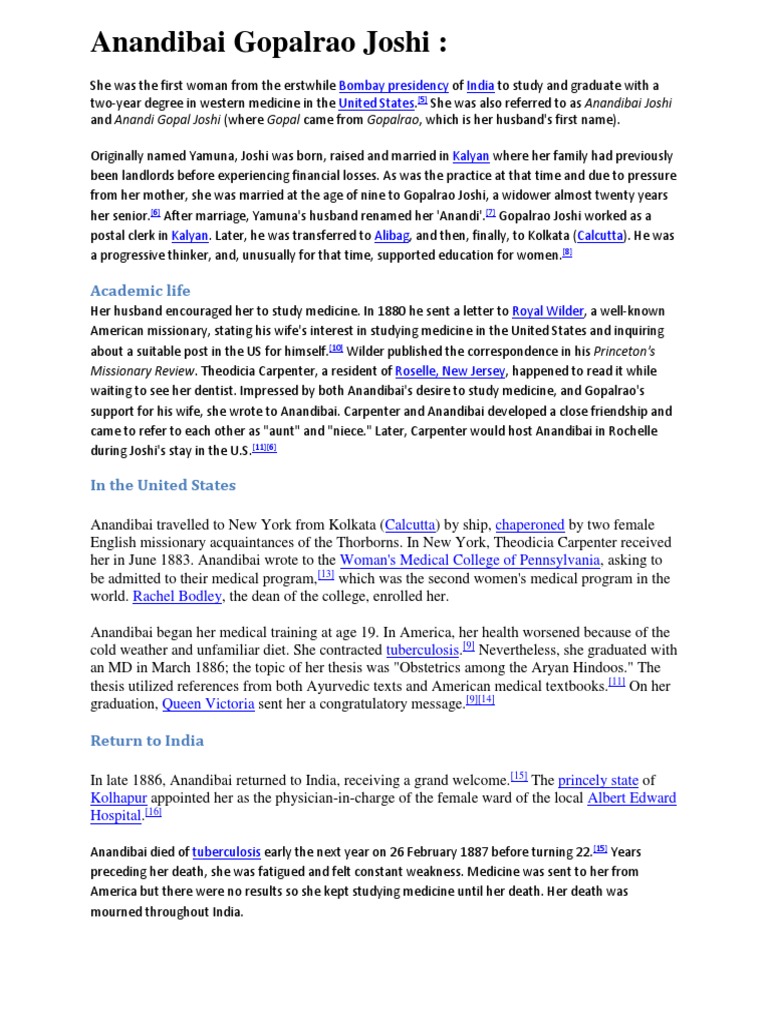 Anandibai Gopalrao Joshi | PDF