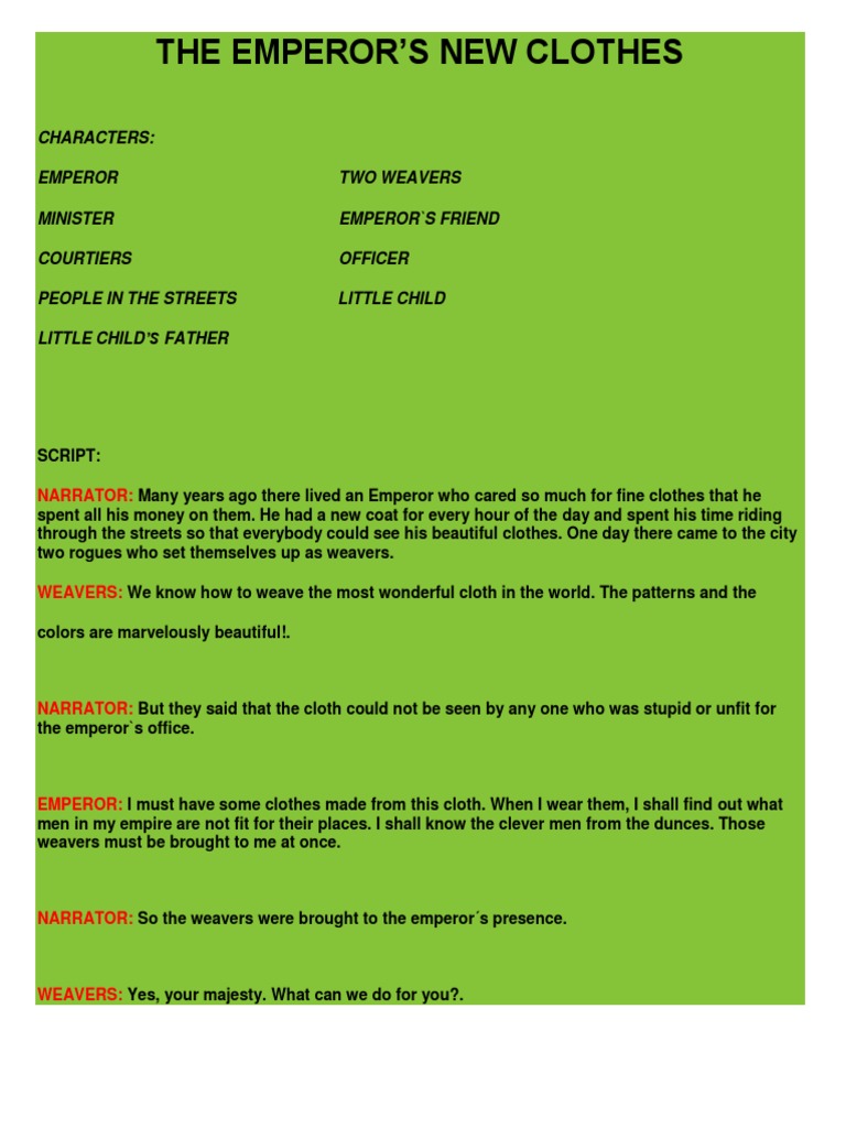 THE EMPEROR's New Clothes Script | PDF
