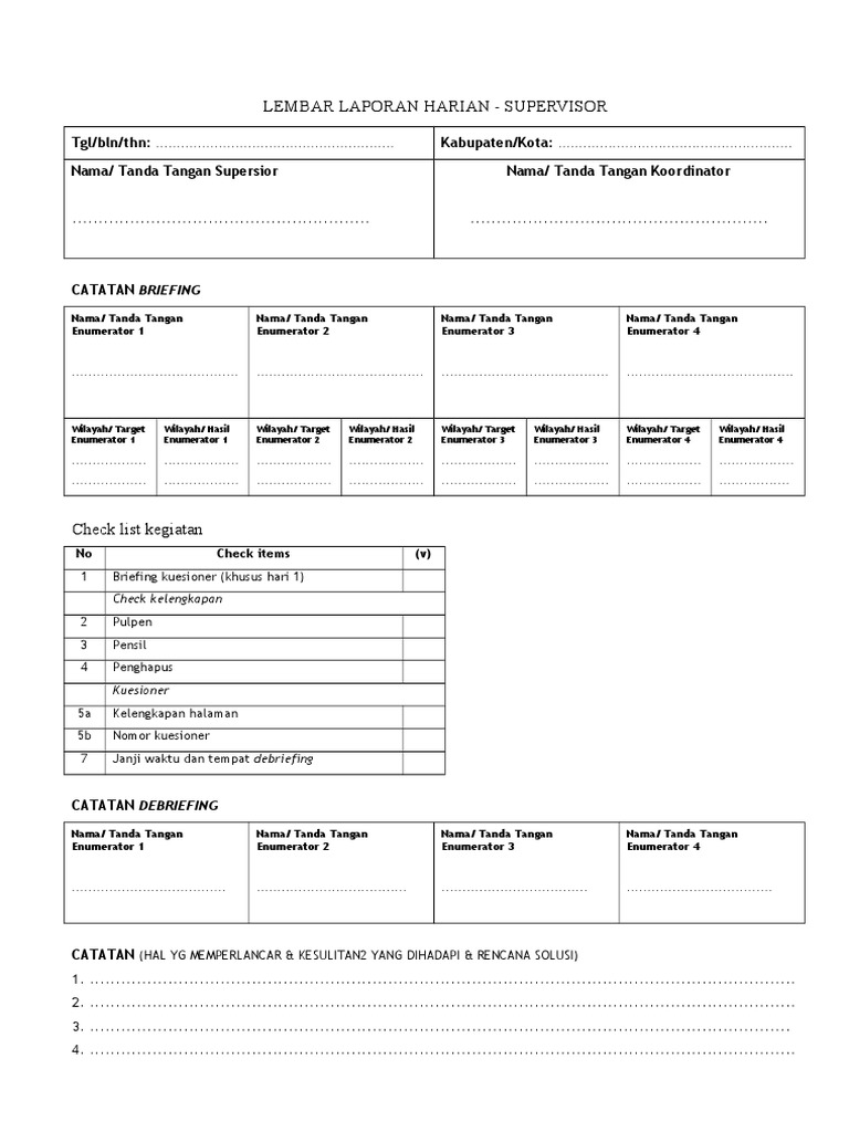 06 Laporan Harian Supervisor | PDF