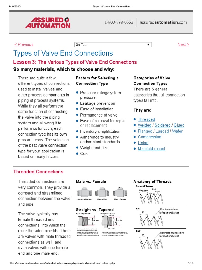 Types of Valve End Connections | PDF