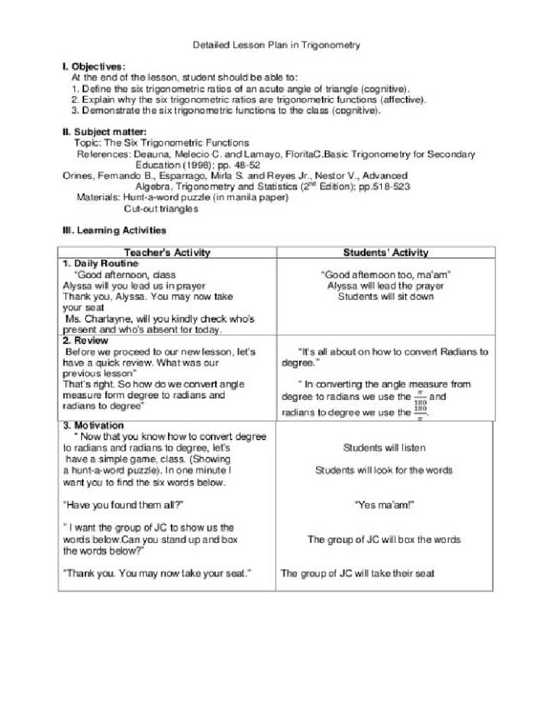 Detailed Lesson Plan (Copy & Paste) PDF | PDF