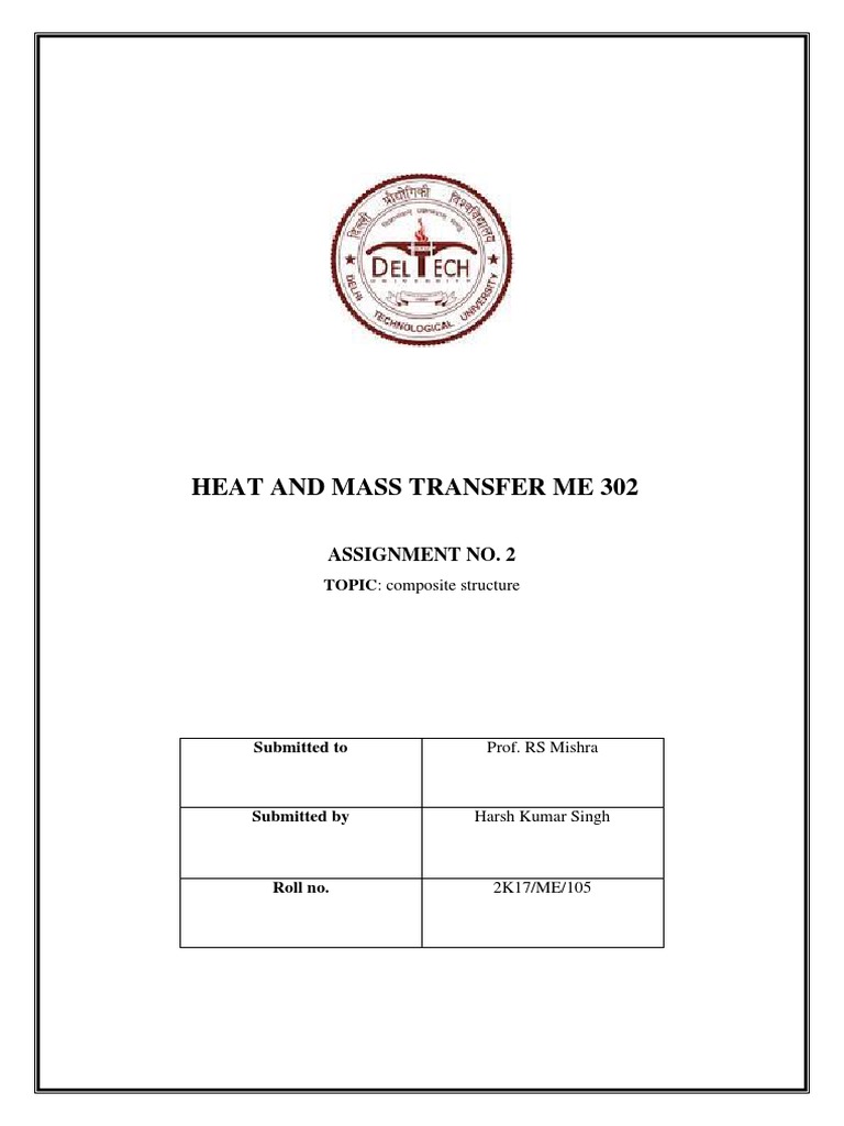 HMT Assignment | PDF