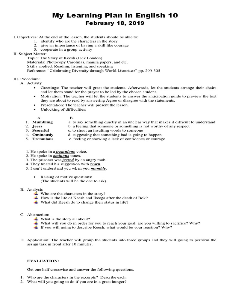 Lesson Plan 19 The Keesh 10 | PDF