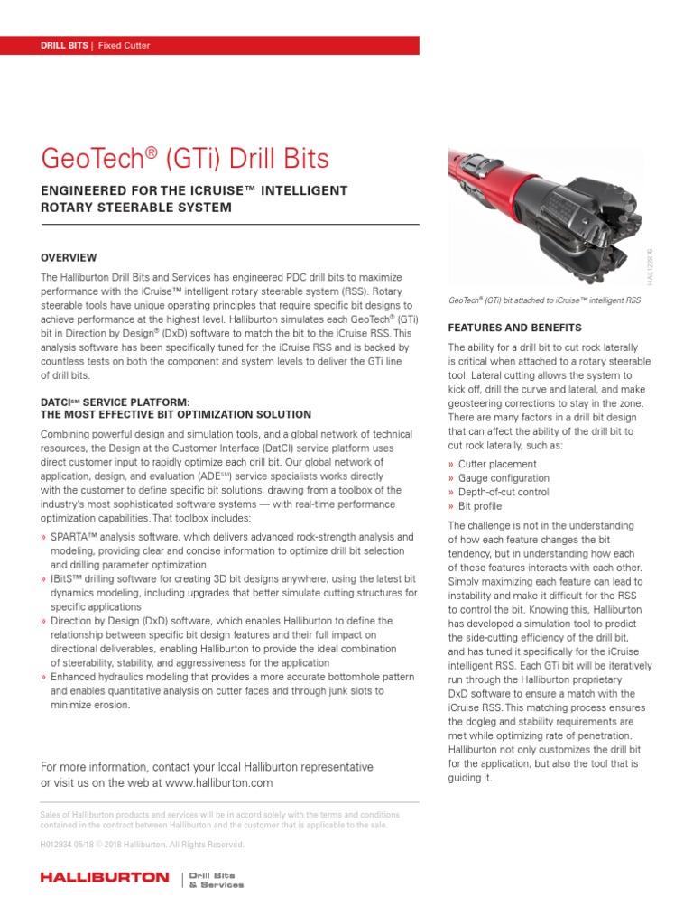 H012934 Geotech Gti Drill Bits | PDF