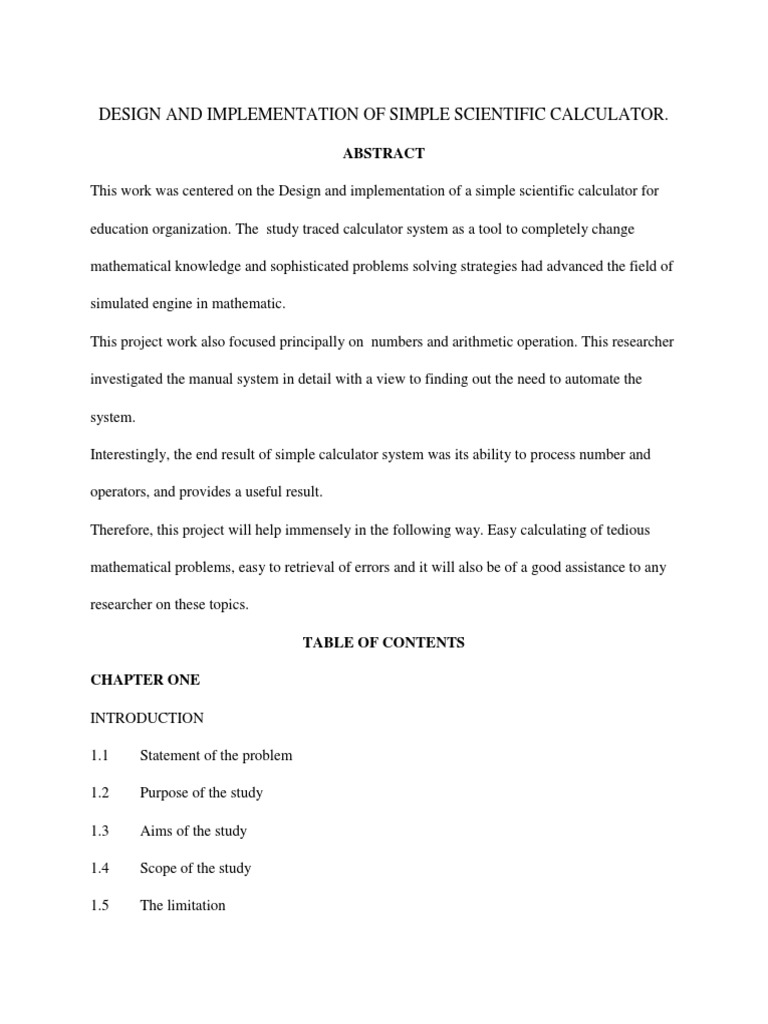 Design and Implementation of Simple Scientific Calculator | PDF | Computers