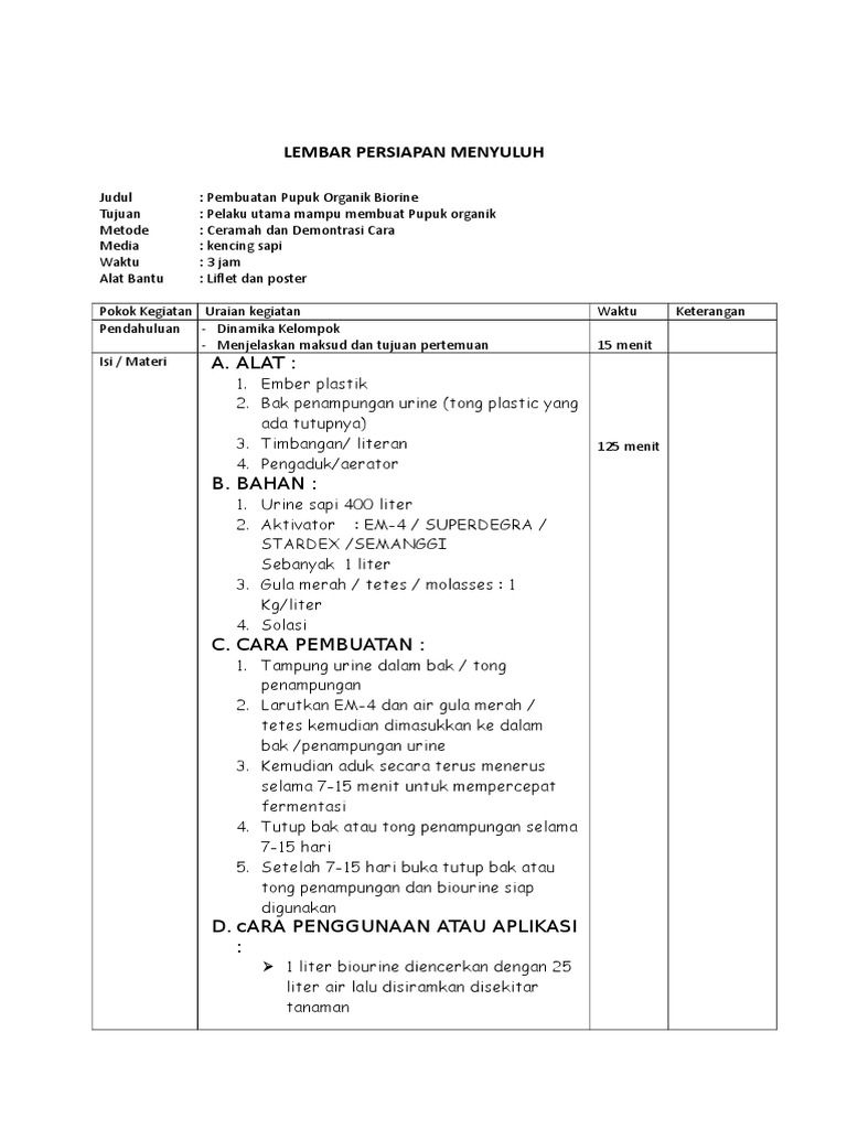 Lembar Persiapan Menyuluh | PDF