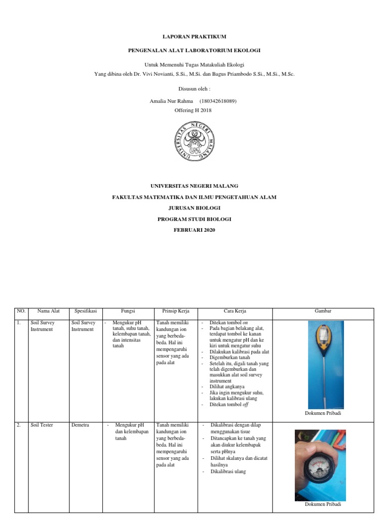 LAPORAN PRAKTIKUM EKOLOGI PENGENALAN ALAT LAB-cover | PDF
